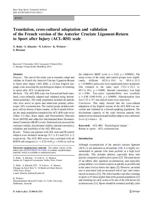 Pdf Translation Cross Cultural Adaptation And Validation Of The Bulgarian Version Of The