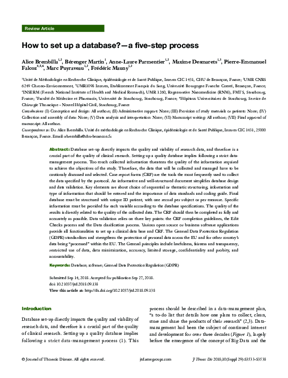 (PDF) How to set up a database?—a five-step process