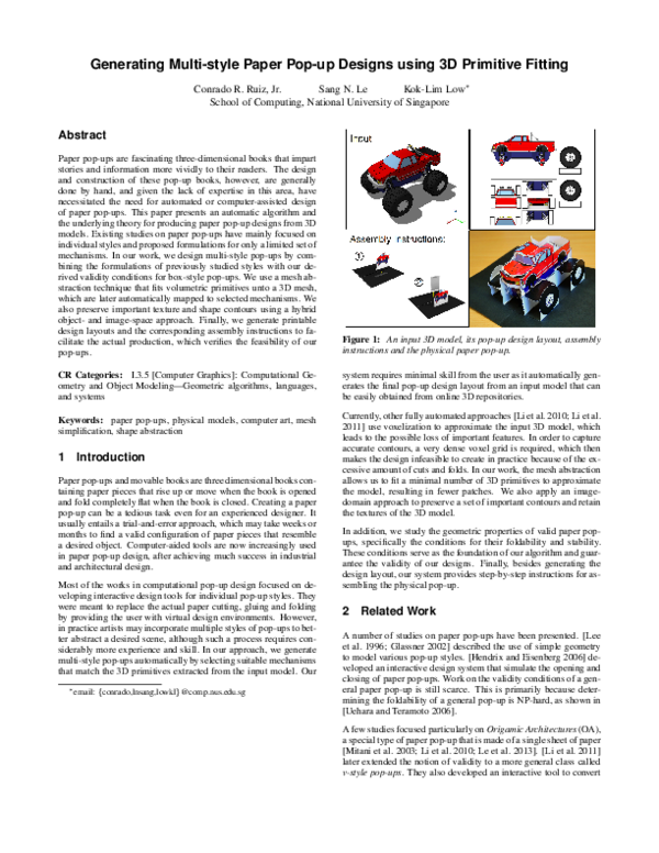 (PDF) Generating multi-style paper pop-up designs using 3D primitive ...