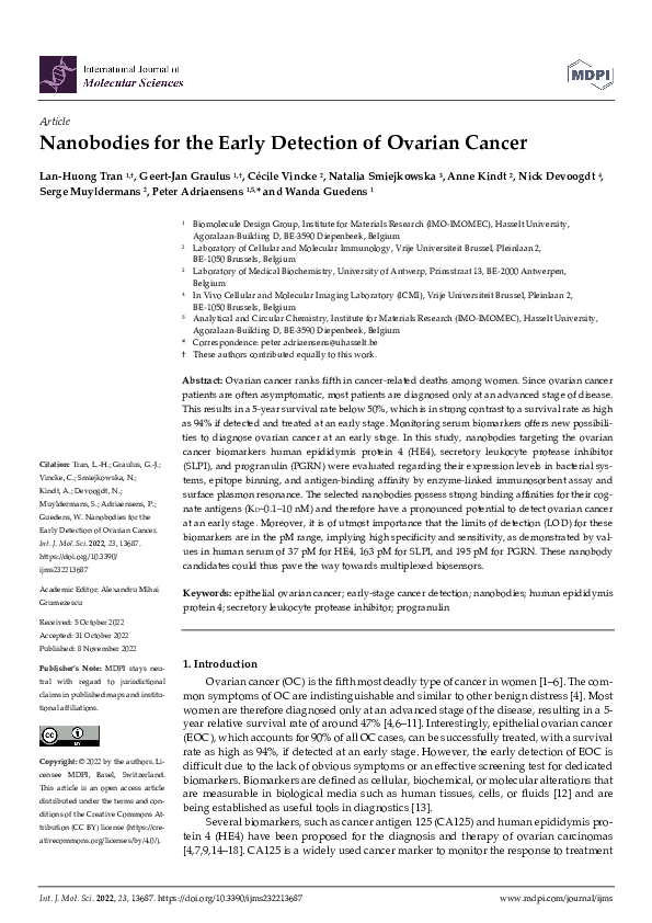 (PDF) Nanobodies for the Early Detection of Ovarian Cancer