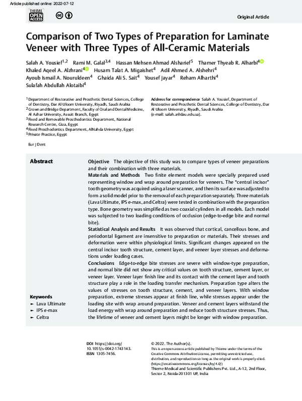 (PDF) Comparison of Two Types of Preparation for Laminate Veneer with ...