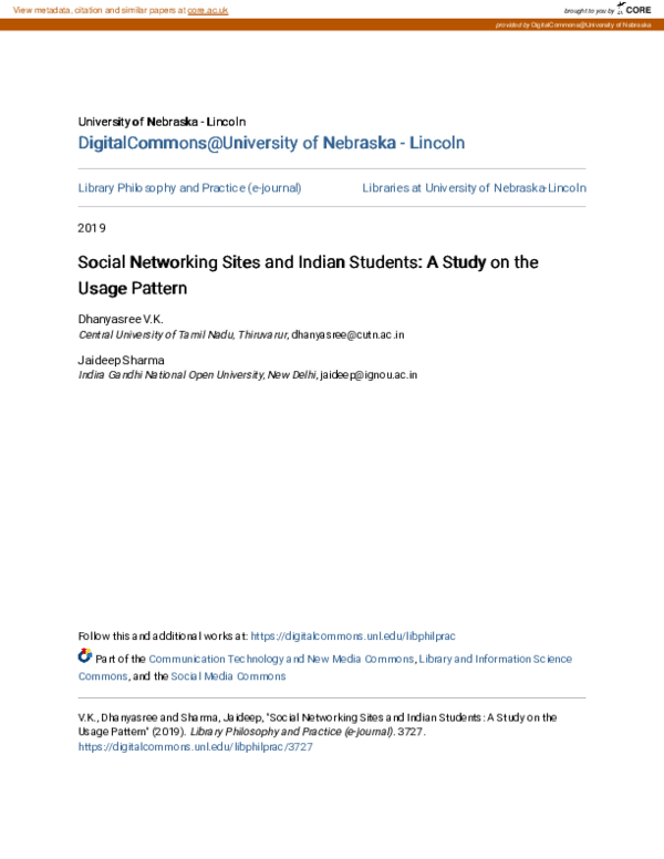 (PDF) Social Networking Sites and Indian Students: A Study on the Usage ...