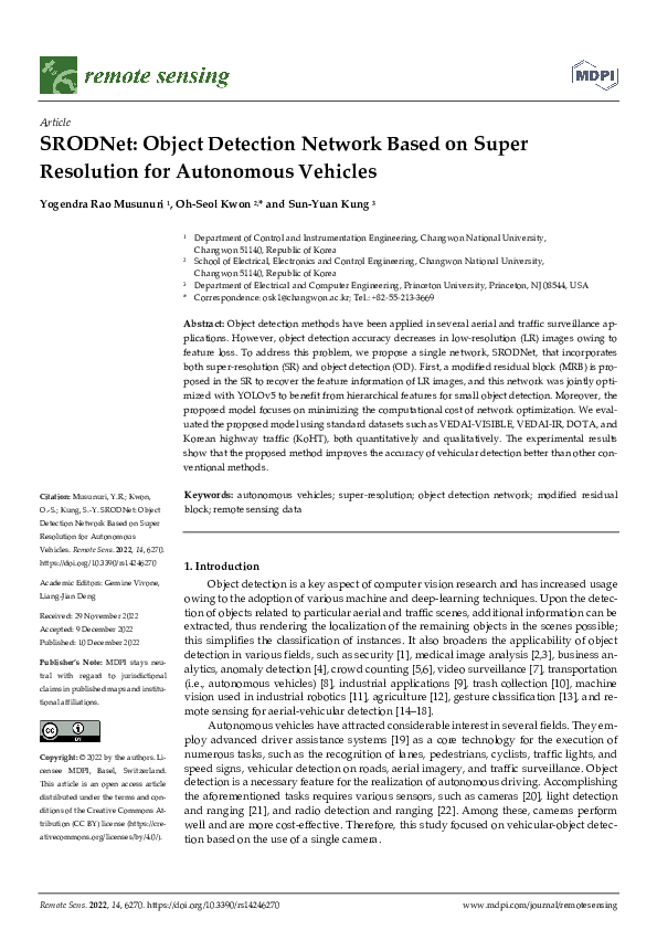 (PDF) SRODNet: Object Detection Network Based on Super Resolution for Autonomous Vehicles