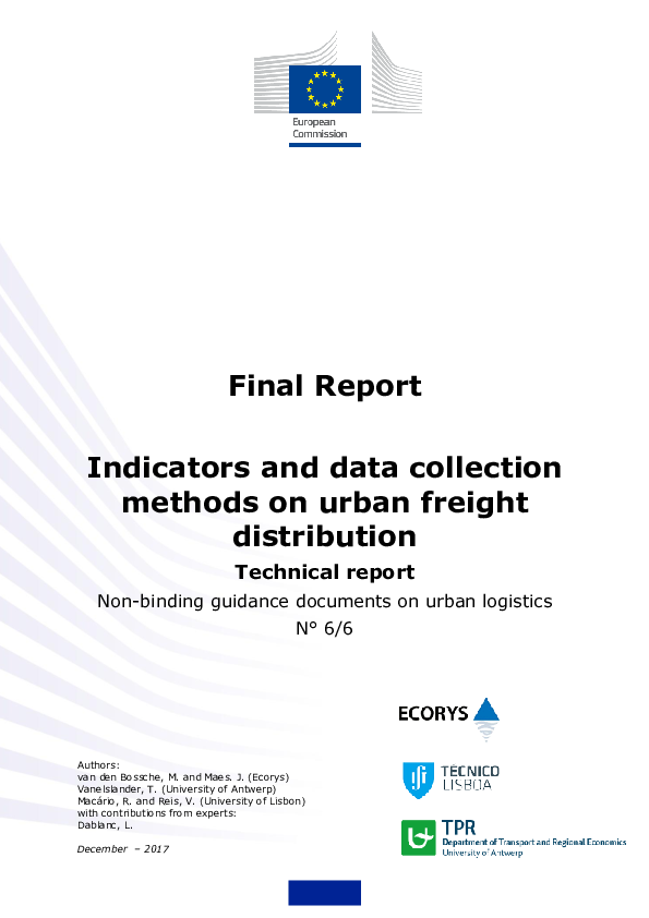 (PDF) Indicators and data collection methods on urban freight ...