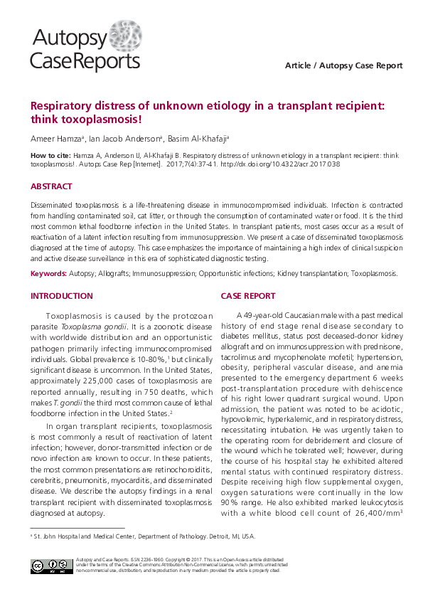 (PDF) Respiratory distress of unknown etiology in a transplant ...