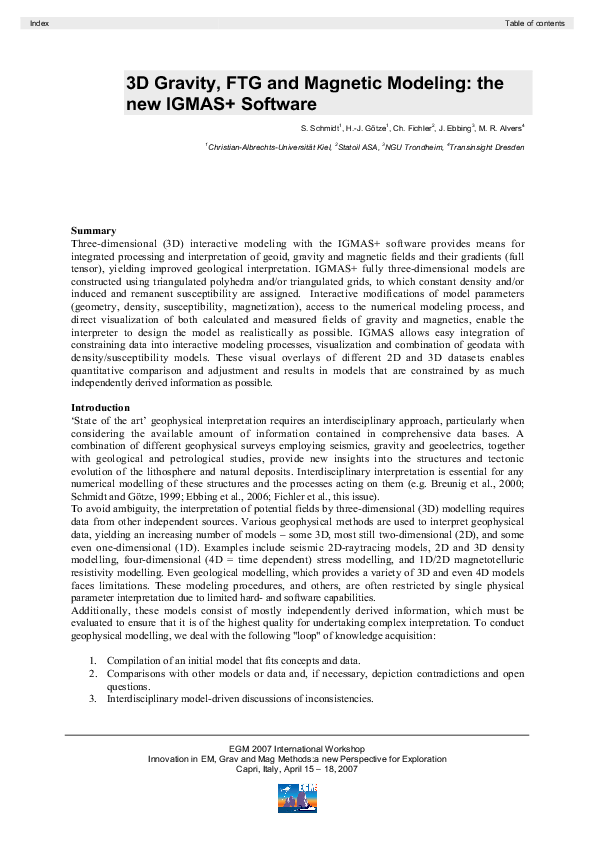 (PDF) 3D Gravity, FTG and Magnetic Modeling: the new IGMAS+ Software