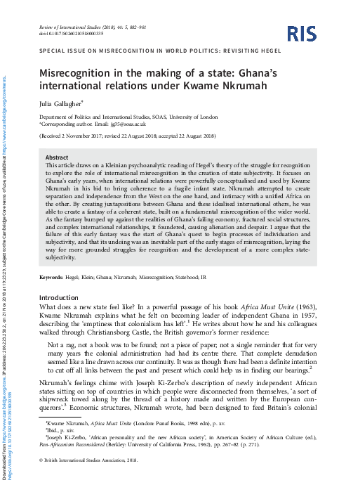 (PDF) Misrecognition in the making of a state: Ghana’s international ...