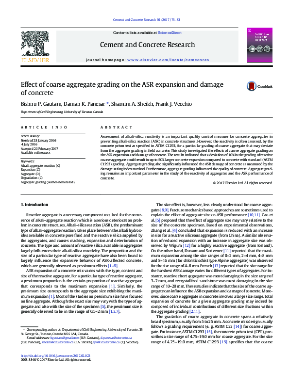 (PDF) Effect of coarse aggregate grading on the ASR expansion and damage of concrete | bishnu ...