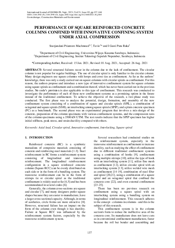 Pdf Performance Of Square Reinforced Concrete Columns Confined With Innovative Confining