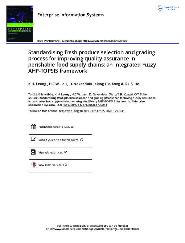 Pdf Standardising Fresh Produce Selection And Grading Process For