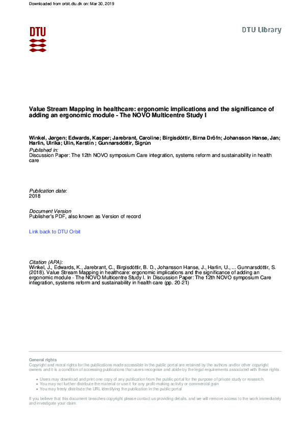 (PDF) Value Stream Mapping in healthcare: ergonomic implications and the significance of adding ...