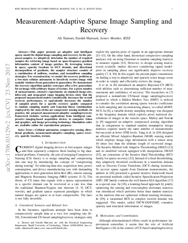 Pdf Adaptive Sparse Image Sampling And Recovery
