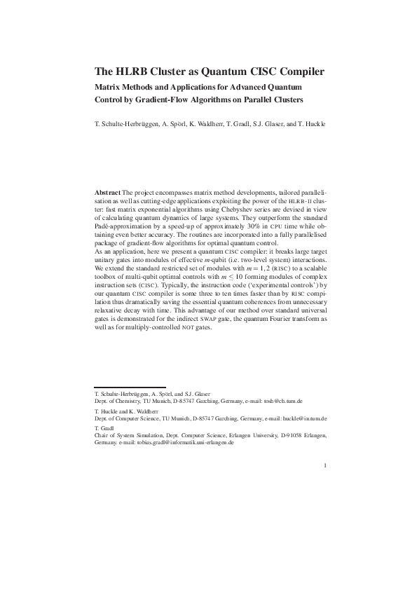(PDF) The HLRB Cluster as Quantum CISC Compiler