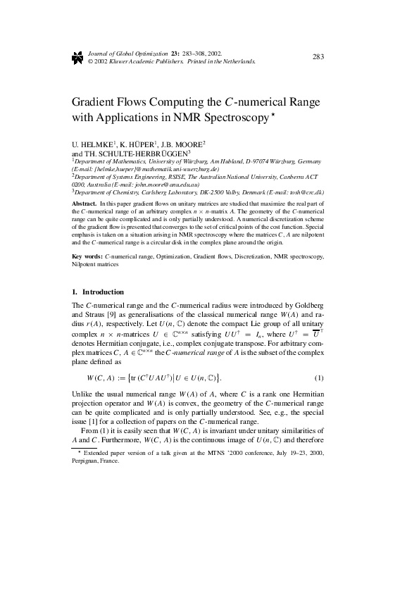 Pdf Gradient Flows Computing The C Numerical Range With Applications