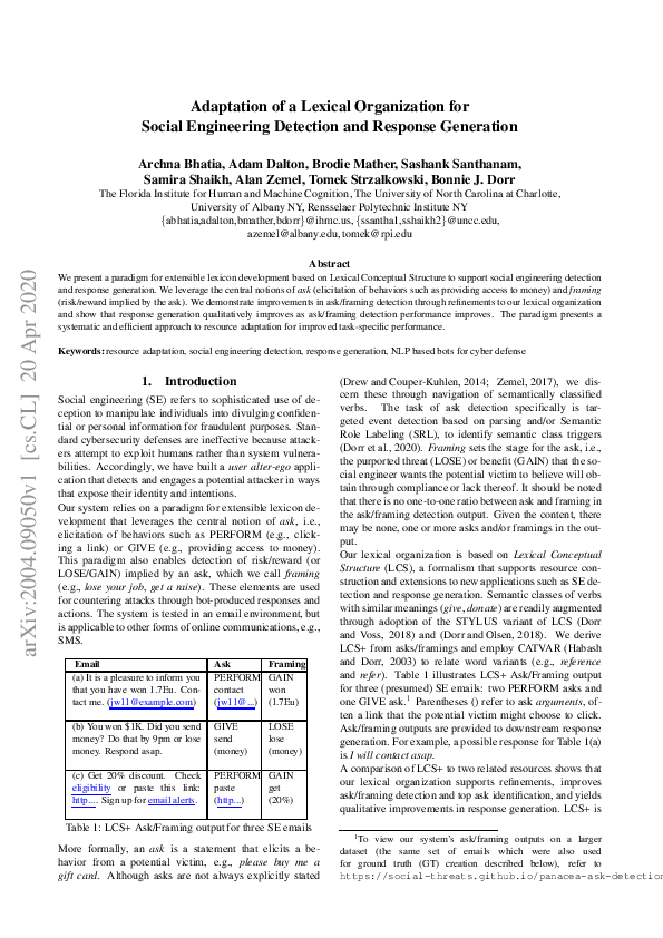 (PDF) Adaptation of a Lexical Organization for Social Engineering ...