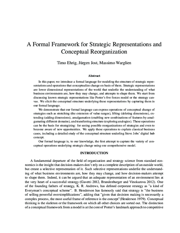 Pdf A Formal Framework For Strategic Representations And Conceptual Reorganization