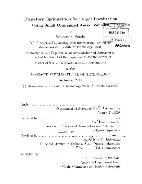 (PDF) Trajectory Optimization for Target Localization Using Small Unmanned Aerial Vehicles ...