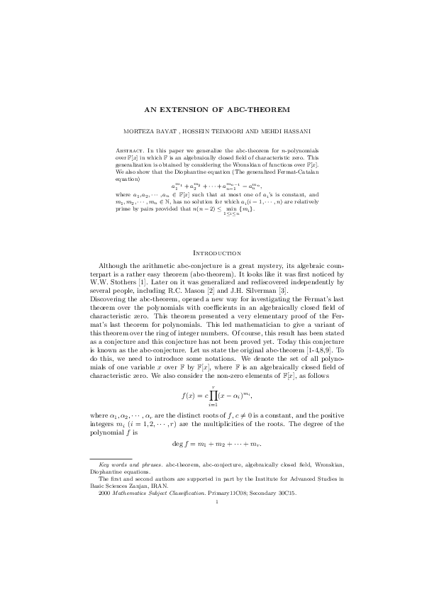 (PDF) An Extension of ABC-Theorem