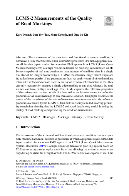 (PDF) LCMS-2 Measurements of the Quality of Road Markings