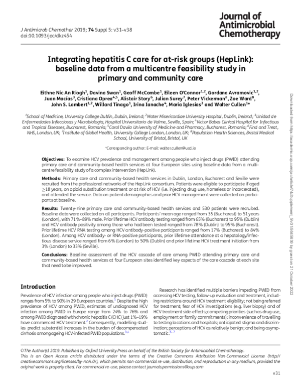 (PDF) Integrating hepatitis C care for at-risk groups (HepLink ...