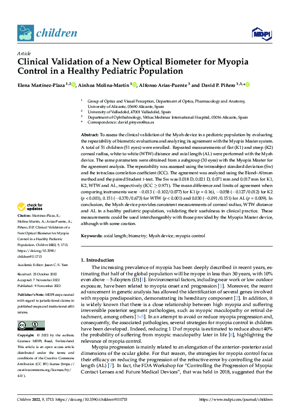 (PDF) Clinical Validation of a New Optical Biometer for Myopia Control ...