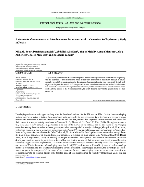 (PDF) Antecedents of e-commerce on intention to use the international ...