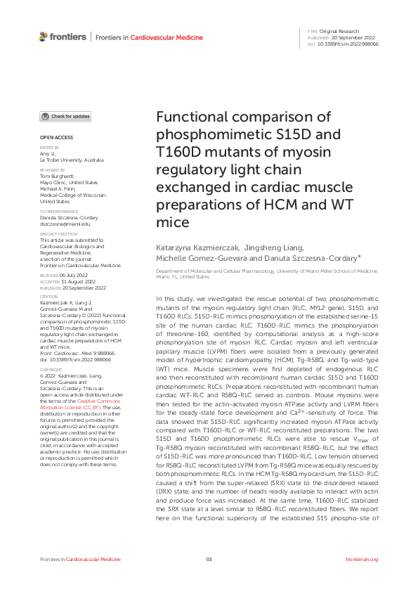 (PDF) Functional comparison of phosphomimetic S15D and T160D mutants of ...