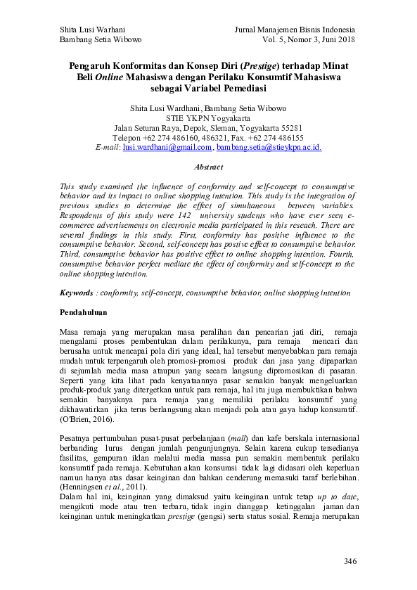 (PDF) Pengaruh Konformitas dan Konsep Diri (Prestige) terhadap Minat Beli Online Mahasiswa ...