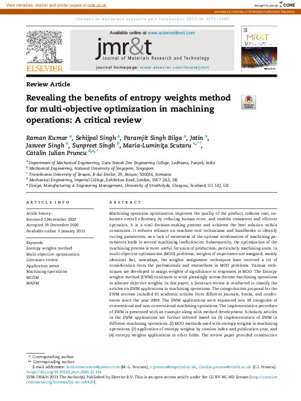 (PDF) Revealing the benefits of entropy weights method for multi-objective optimization in ...