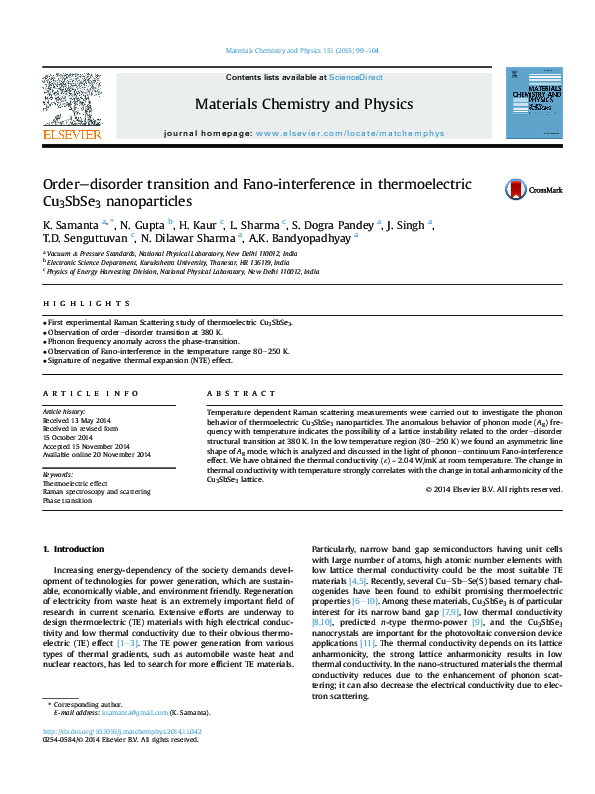 (PDF) Order–disorder transition and Fano-interference in thermoelectric ...