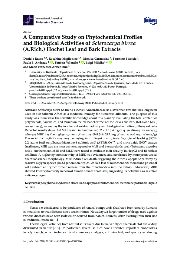 (PDF) A Comparative Study on Phytochemical Profiles and Biological Activities of Sclerocarya ...