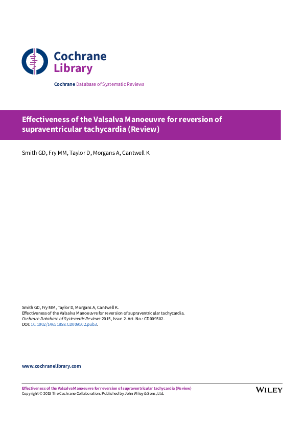 Pdf Effectiveness Of The Valsalva Manoeuvre For Reversion Of