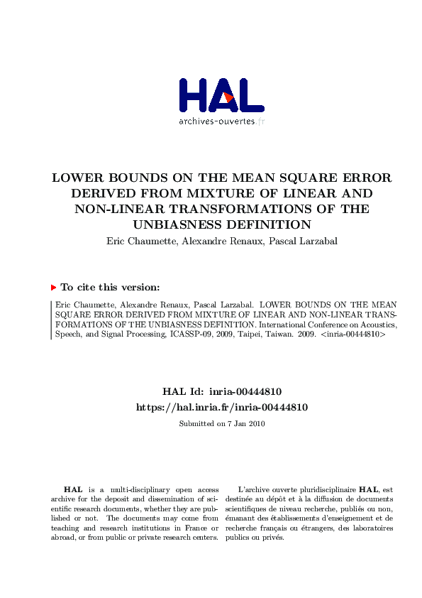 Pdf Mean Square Error Bounds In Non Linear Estimation Problems