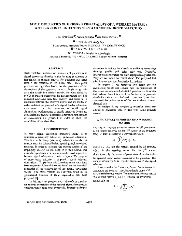 (PDF) Eigenvalue Properties of Wishart Matrices