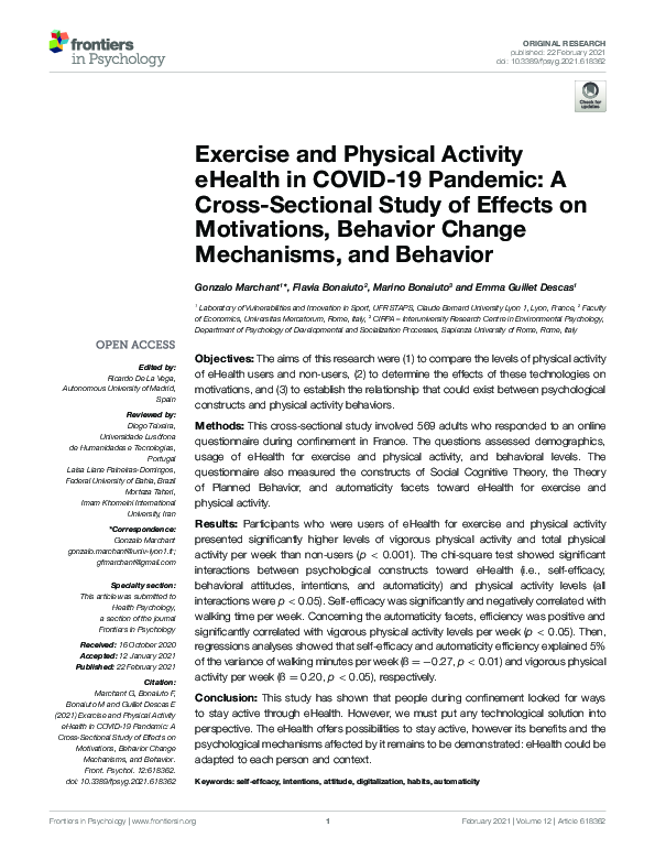 (PDF) Exercise and Physical Activity eHealth in COVID-19 Pandemic: A Cross-Sectional Study of ...