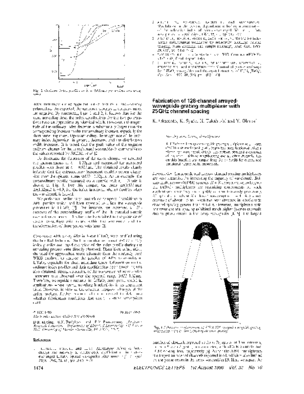 (PDF) Fabrication of 128-channel arrayed-waveguide grating multiplexer with 25 GHz channel spacing