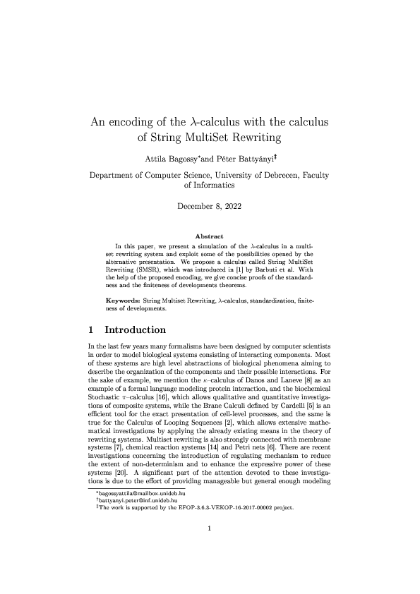 Pdf An Encoding Of The λ Calculus With The Calculus Of String Multiset Rewriting
