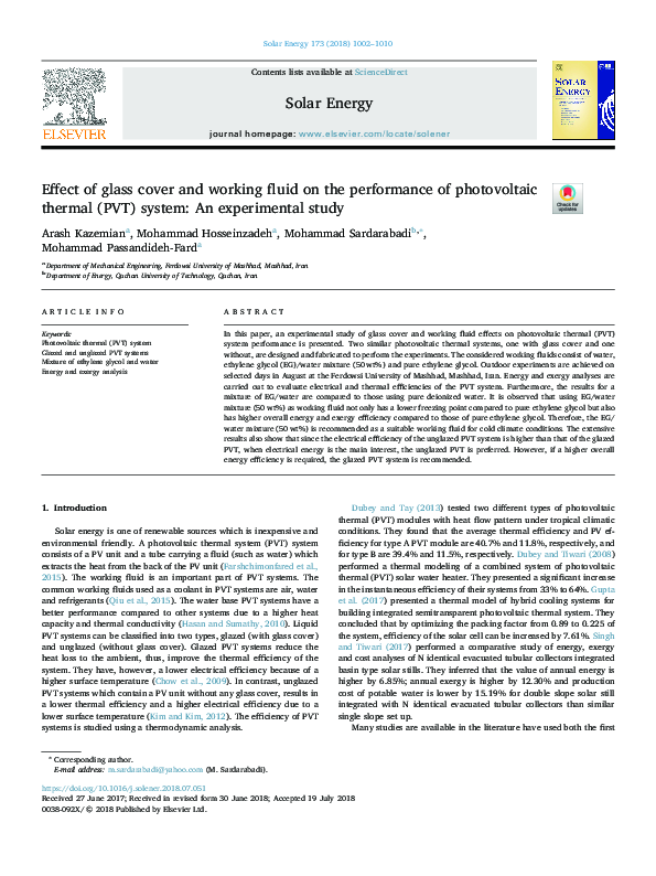 (PDF) Effect of glass cover and working fluid on the performance of ...