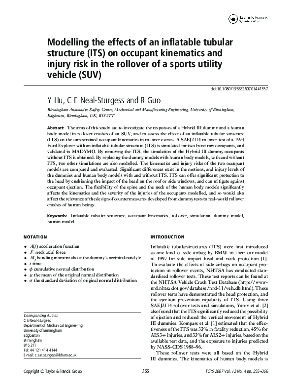 (PDF) Modelling the effects of an inflatable tubular structure (ITS) on ...
