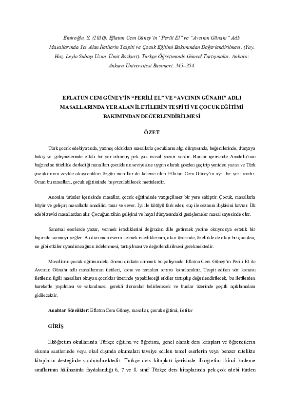 (PDF) Eflatun Cem Güney'in "Perili El" ve "Avcının Günahı" Adlı ...