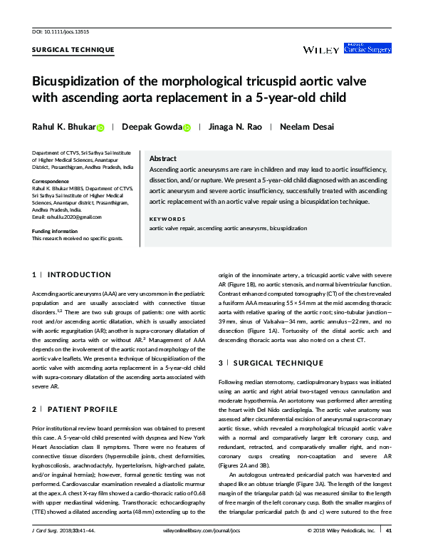 (PDF) Bicuspidization of the morphological tricuspid aortic valve with ...