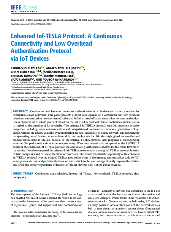 (PDF) Enhanced Inf-TESLA Protocol: A Continuous Connectivity and Low ...
