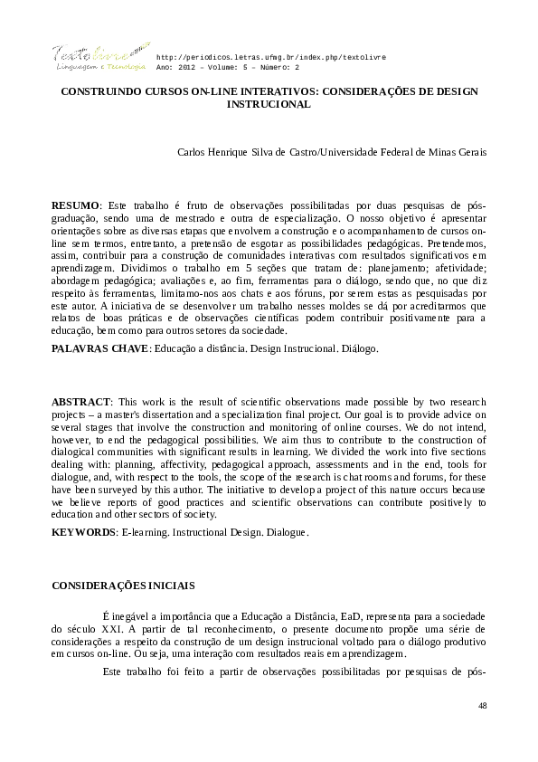 (PDF) Construindo cursos on-line interativos: considerações de design ...