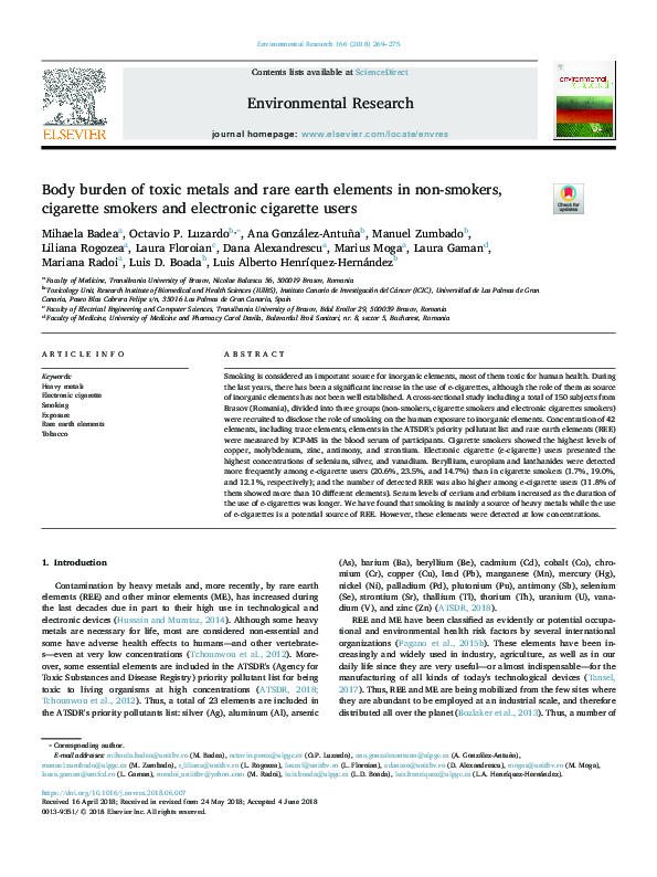 (PDF) Body burden of toxic metals and rare earth elements in non ...
