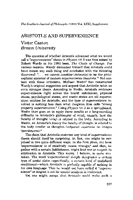 (PDF) Aristotle and Supervenience