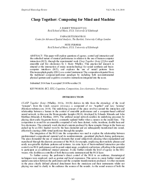 (PDF) Clasp Together: Composing for Mind and Machine