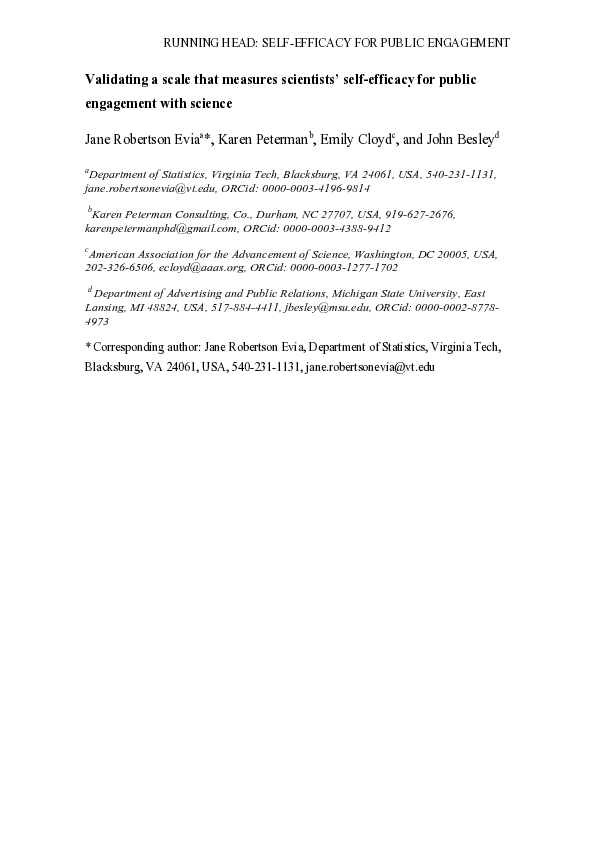 (PDF) Validating a scale that measures scientists’ self-efficacy for ...