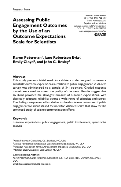 (PDF) Assessing Public Engagement Outcomes by the Use of an Outcome ...