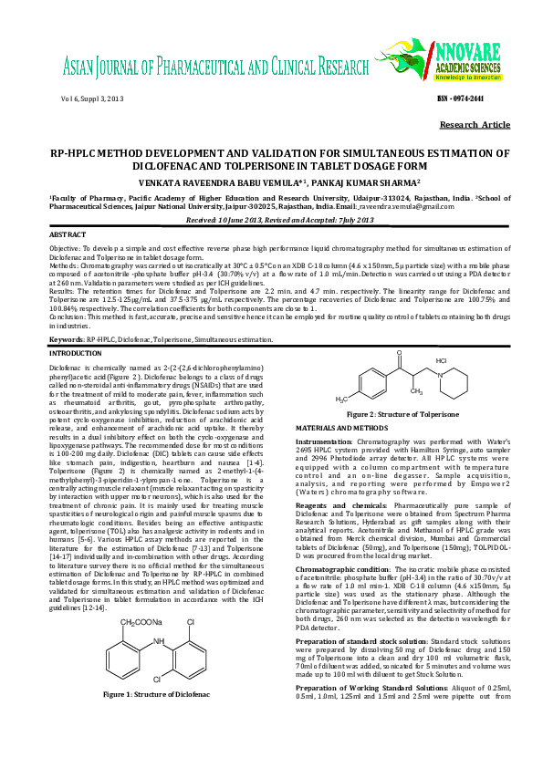 Pdf Rp Hplc Method Development And Validation For Simultaneous