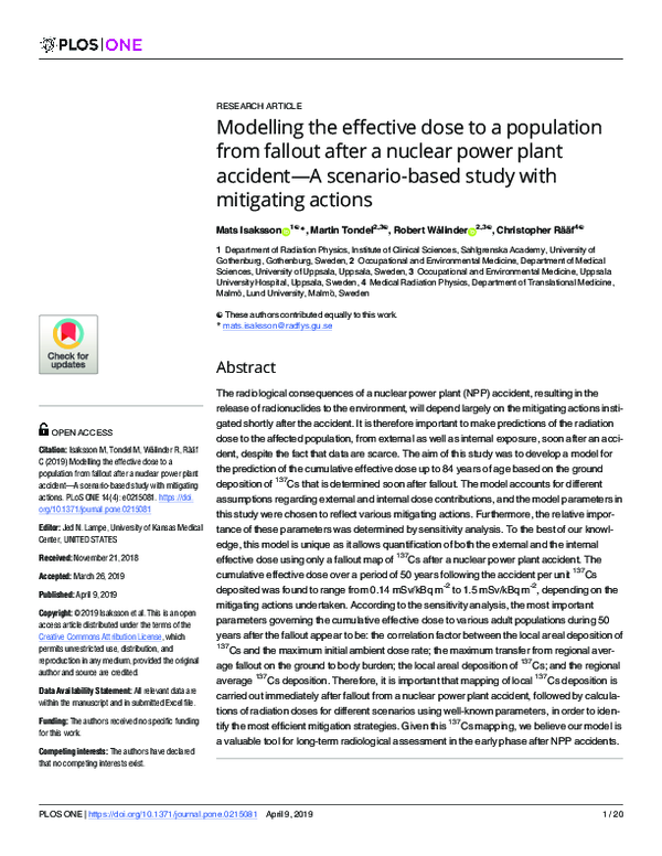 (PDF) Modelling the effective dose to a population from fallout after a ...